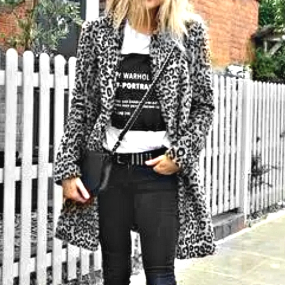 Talie | Jackets & Coats | Leopard Trench Black White Cheetah Short ...